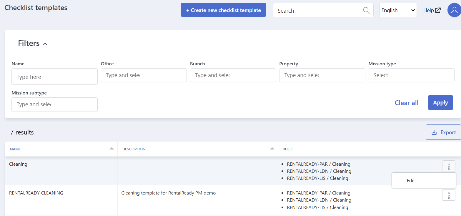 Edit a checklist template – Help Center