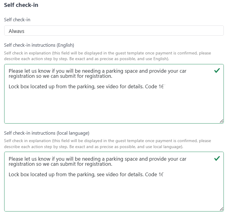 Set up a self check-in property – Help Center