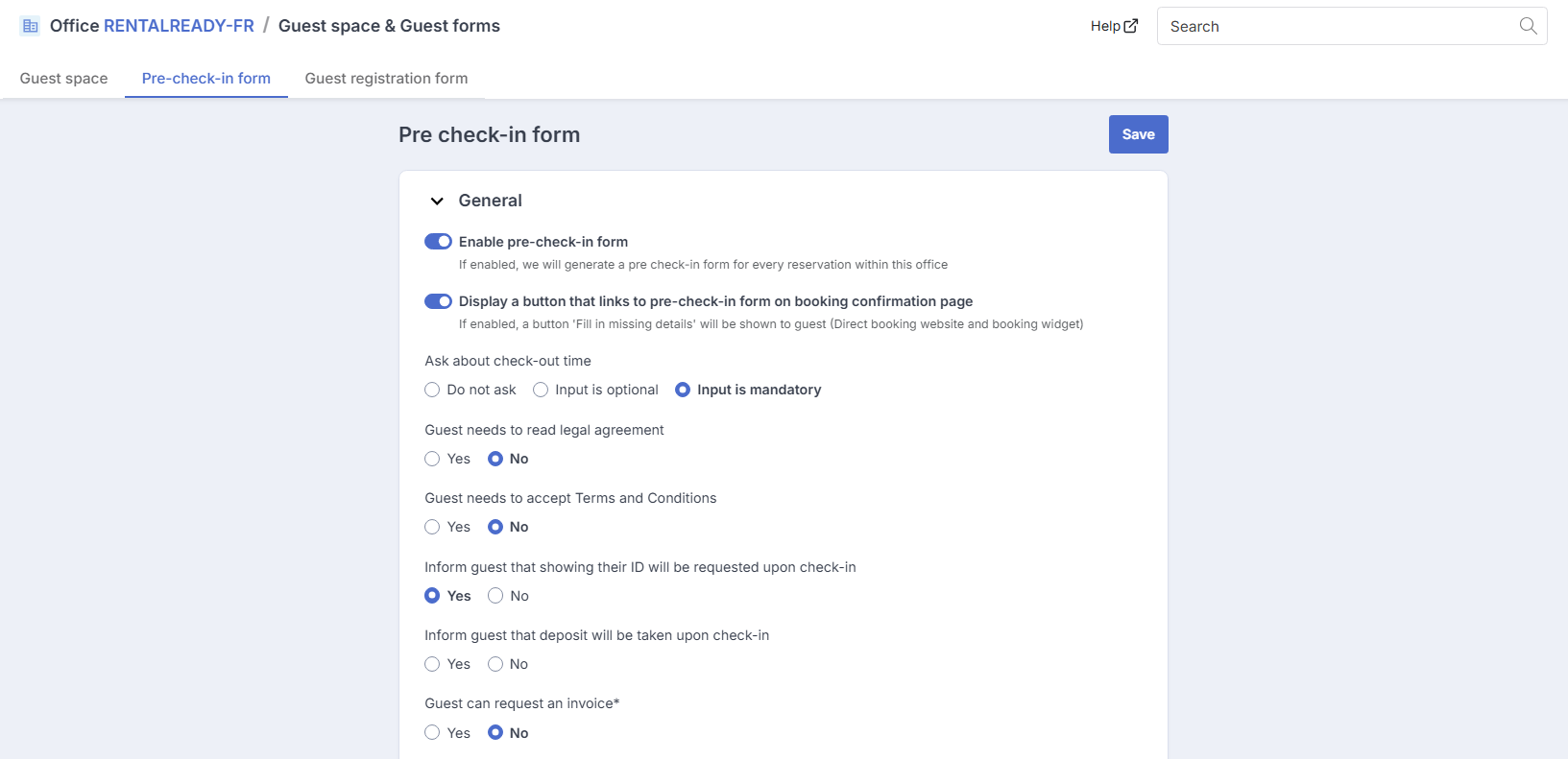 Pre check-in form – Help Center